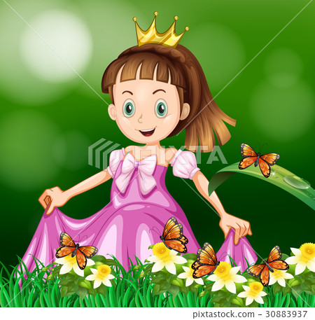 Princess in the flower garden - Stock Illustration [30883937] - PIXTA
