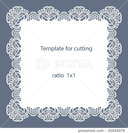 Greeting card with openwork border, paper doily - Stock Illustration ...