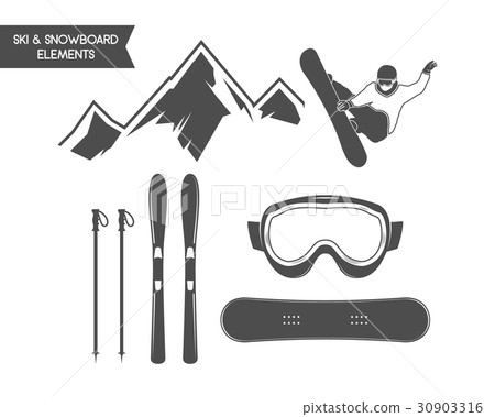 Winter sports elements. Snowboard, ski symbols - Stock Illustration [30903316] - PIXTA