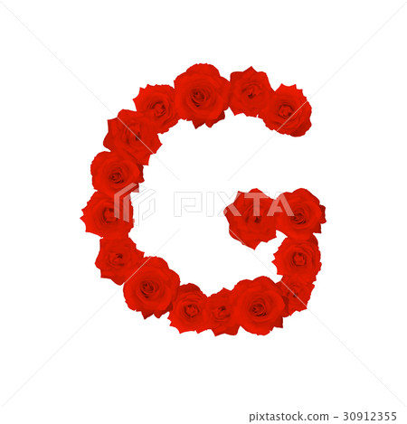 The letter G, in the Alphabet bloom red roses - Stock Illustration ...