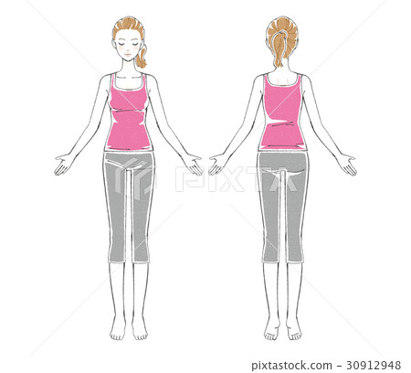 Female Full Body Front Rear View - Stock Illustration [30912948] - PIXTA