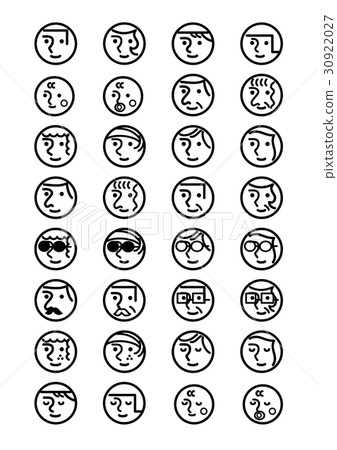 Simple person's face icon set - Stock Illustration [30922027] - PIXTA