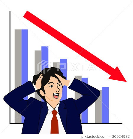A graph with a downward slope and an... - Stock Illustration [30924982 ...