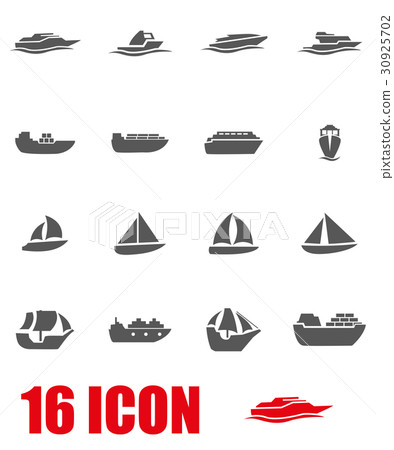 Vector grey ship and boat icon set-插圖素材 [30925702] - PIXTA圖庫