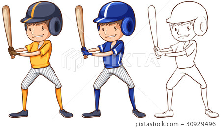 Doodle character for baseball player - Stock Illustration [30929496 ...
