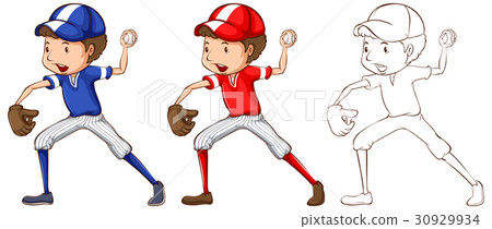 Doodle character for baseball player - Stock Illustration [30929934 ...