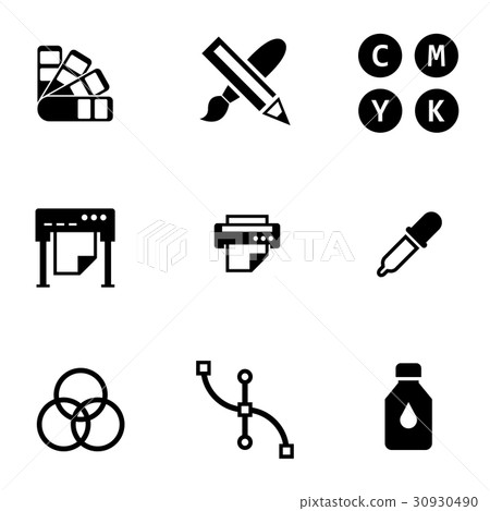 Vector black polygraphy icon set - Stock Illustration [30930490] - PIXTA
