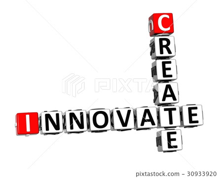 3D Crossword Create Innovate on white background - Stock Illustration ...