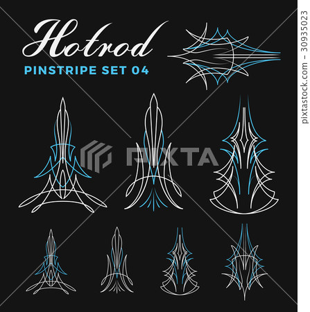 Set of vintage pin striping line art. - Stock Illustration [30935023 ...