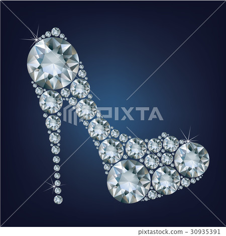 Shoes shape made up a lot of diamonds - Stock Illustration [30935391 ...