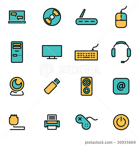 Vector line computer icon set - Stock Illustration [30935669] - PIXTA