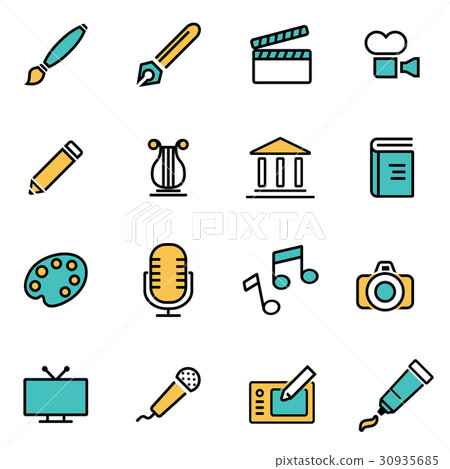 Vector line art icon set - Stock Illustration [30935685] - PIXTA