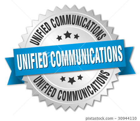 unified communications round isolated silver badge - Stock Illustration ...