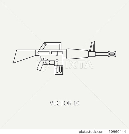 Line flat vector military icon - machine gun. Army - Stock Illustration ...