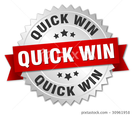 quick win round isolated silver badge - Stock Illustration [30961958 ...