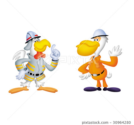 Firefighter animal character, bird character... - Stock Illustration ...