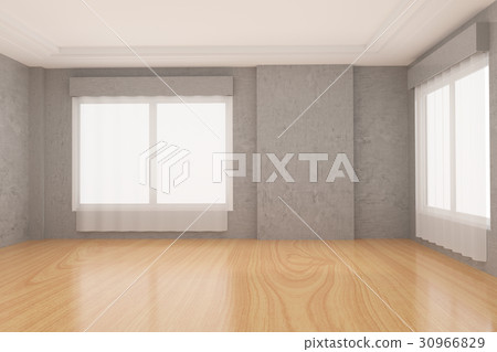 empty room in concrete wall and wood parquet floor - Stock Illustration ...