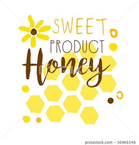Honey sweet product logo. Colorful hand drawn - Stock Illustration ...