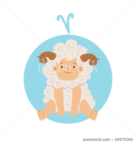 Cute little boy as Aries astrological sign - Stock Illustration ...