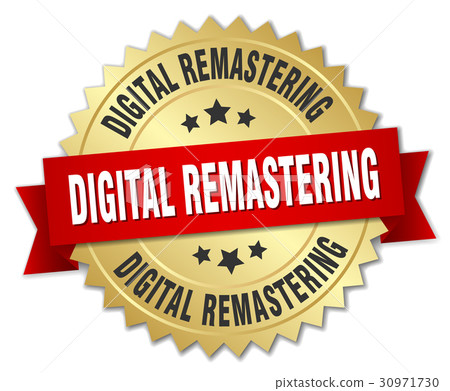 digital remastering round isolated gold badge - Stock Illustration ...