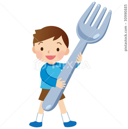 Child with a fork - Stock Illustration [30990885] - PIXTA