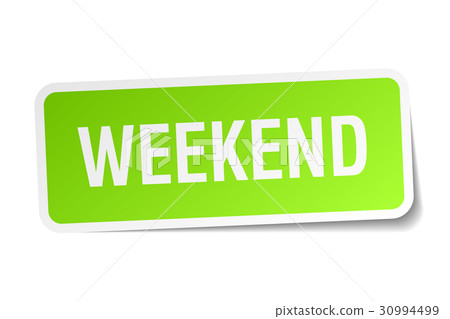 weekend square sticker on white-插圖素材 [30994499] - PIXTA圖庫
