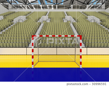 Modern handball arena with olive green seats - Stock Illustration ...
