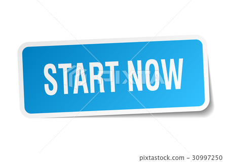 start now square sticker on white - Stock Illustration [30997250] - PIXTA