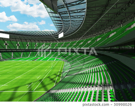 Beautiful modern rugby stadium with green seats - Stock Illustration ...