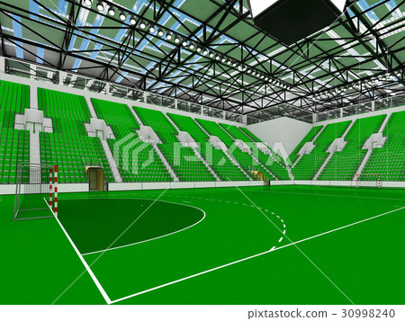 Beautiful modern handball arena with green seats - Stock Illustration ...