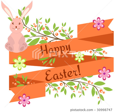 Easter background with bunny and ribbon - Stock Illustration [30998747 ...