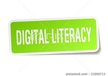 digital literacy square sticker on white - Stock Illustration [31000713 ...