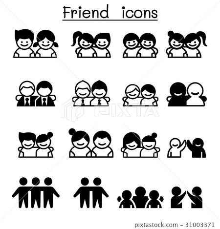 Friendship & Friend icon set in thin line style - Stock Illustration ...