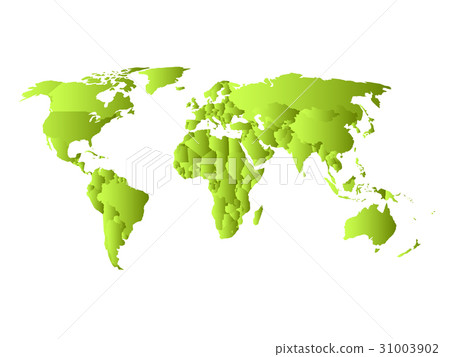 Green political map of World. Each state with own-插圖素材 [31003902] - PIXTA圖庫