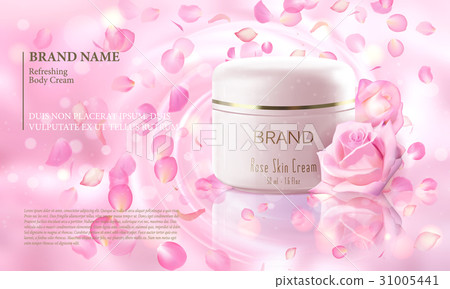 Rose flower extract cosmetic ads template - Stock Illustration ...