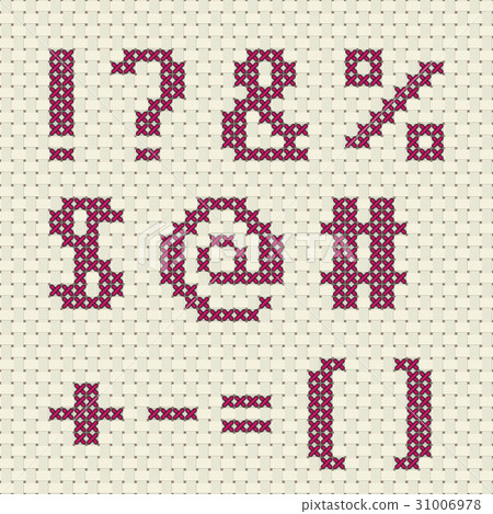 Notations and math symbols in cross stitch pattern - Stock Illustration ...