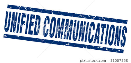 square grunge blue unified communications stamp - Stock Illustration ...