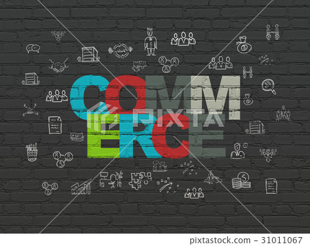 Business concept: Commerce on wall background - Stock Illustration ...