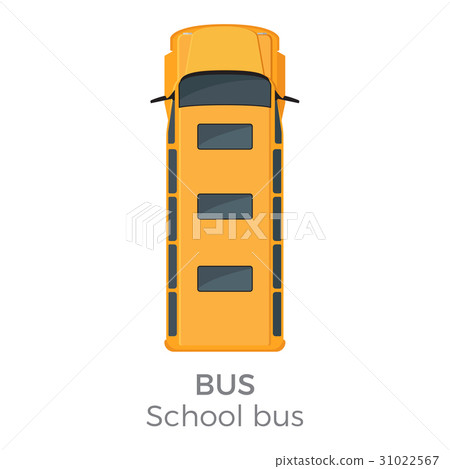 School Bus Icon Top View Flat Vector Illustration - Stock Illustration ...