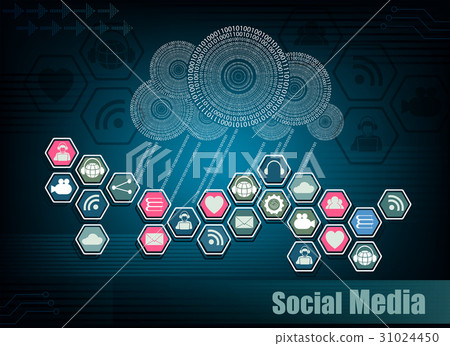 Blue background with computer cloud and Internet - Stock Illustration ...