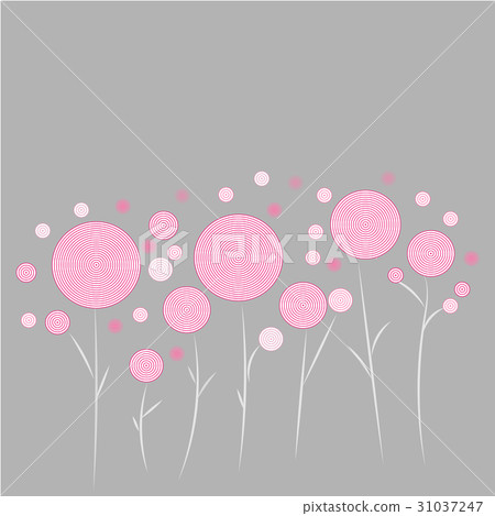 vector pink white round flower pattern on grey - Stock Illustration ...