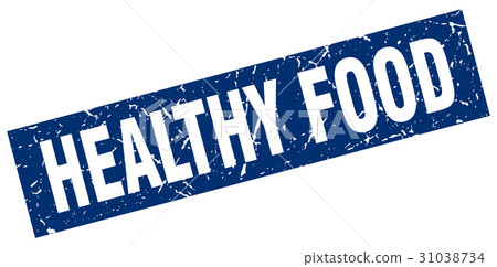 square grunge blue healthy food stamp - Stock Illustration [31038734 ...