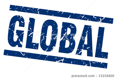 square grunge blue global stamp - Stock Illustration [31038800] - PIXTA