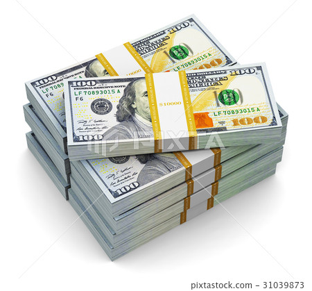 Stacks of new 100 US dollar banknotes - Stock Illustration [31039873 ...