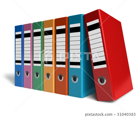 Row of color office folders - Stock Illustration [31040383] - PIXTA