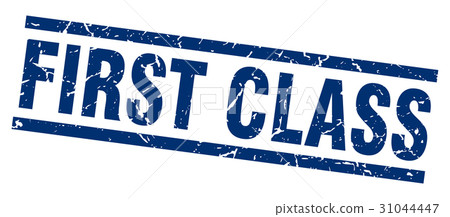 square grunge blue first class stamp - Stock Illustration [31044447 ...