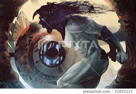 Monster horror creature profile view.-插圖素材 [31052131] - PIXTA圖庫