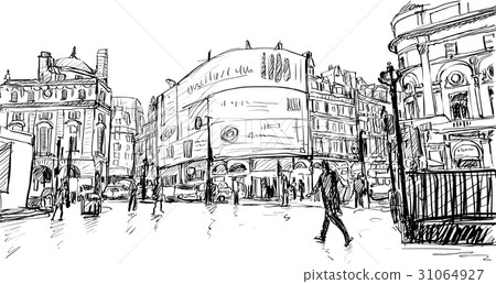cityscape drawing sketch in London England - Stock Illustration ...