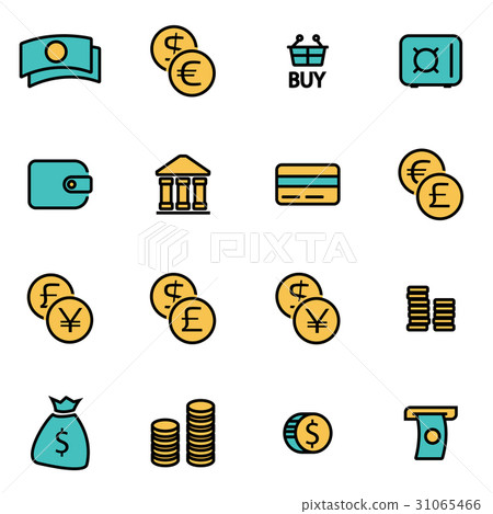 Vector line money icon set - Stock Illustration [31065466] - PIXTA