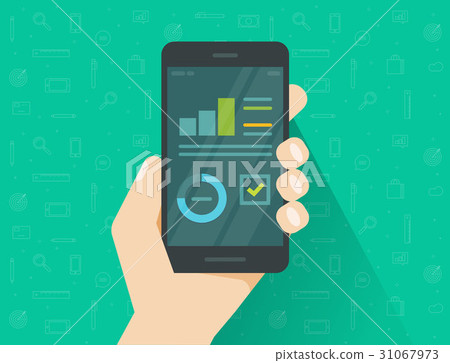 Analytics data on mobile phone screen vector - Stock Illustration ...